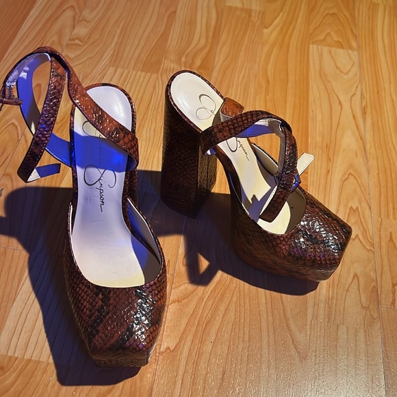 Shoes | Jessica Simpson Snake Print Platform High Heel Shoes | Poshmark
